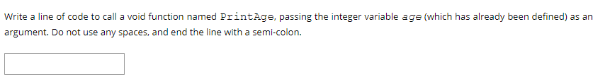 Solved Write A Line Of Code To Call A Void Function Named 