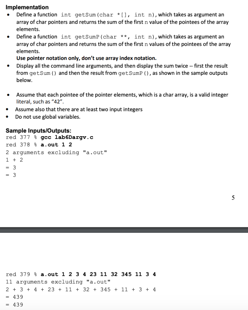 Solved Implementation . Define a function int getSum (char | Chegg.com