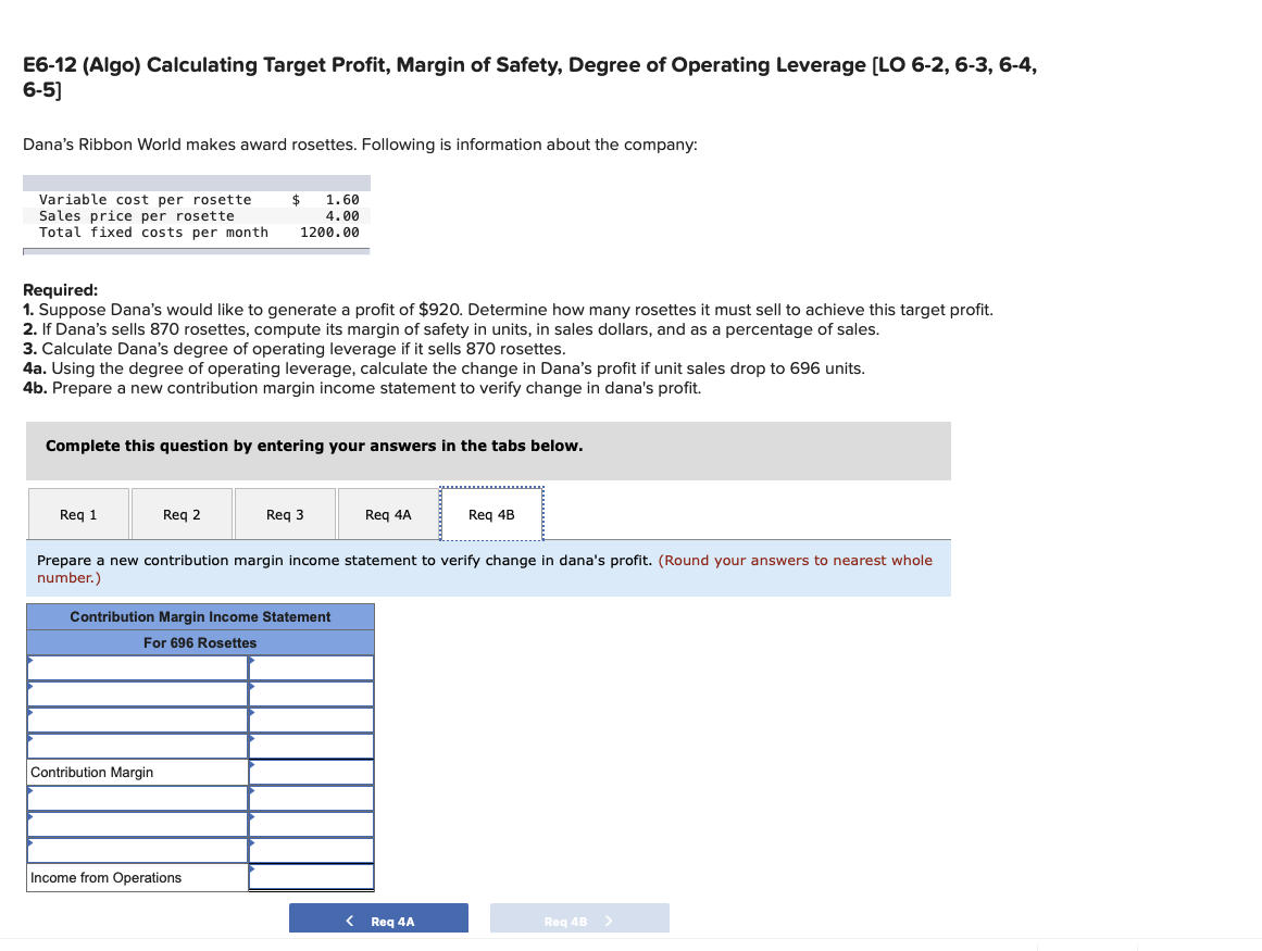 Solved E6-12 (Algo) Calculating Target Profit, Margin of | Chegg.com