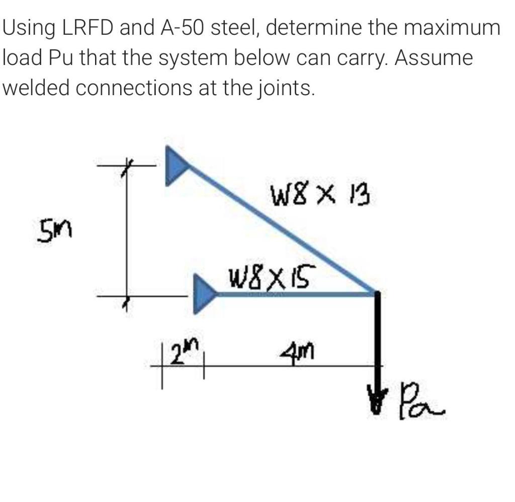 Solved Using LRFD and A-50 steel, determine the maximum load | Chegg.com