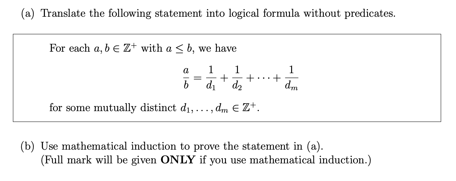 Solved (a) Translate the following statement into logical | Chegg.com