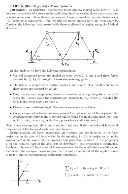 Solved PART 2c (30+10 points) - Truss Systems (30 points) In | Chegg.com