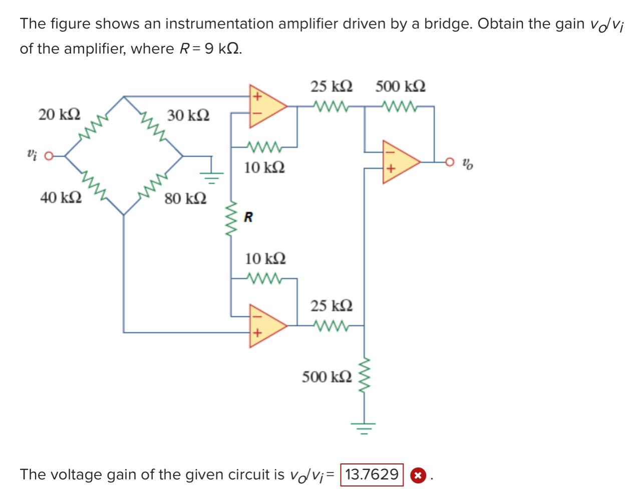 Solved The figure shows an instrumentation amplifier driven | Chegg.com