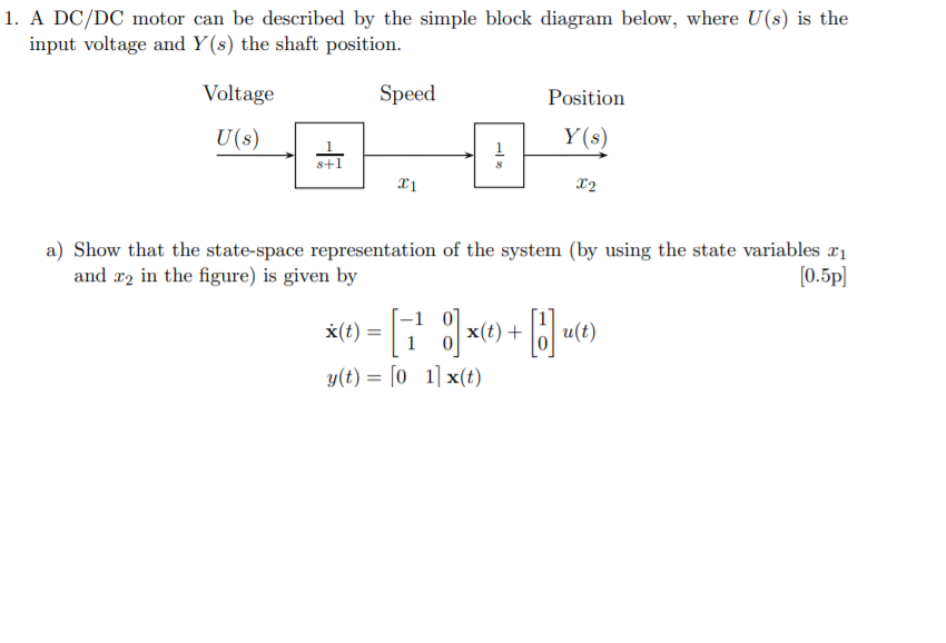 Solved Show that the state-space representation of the | Chegg.com