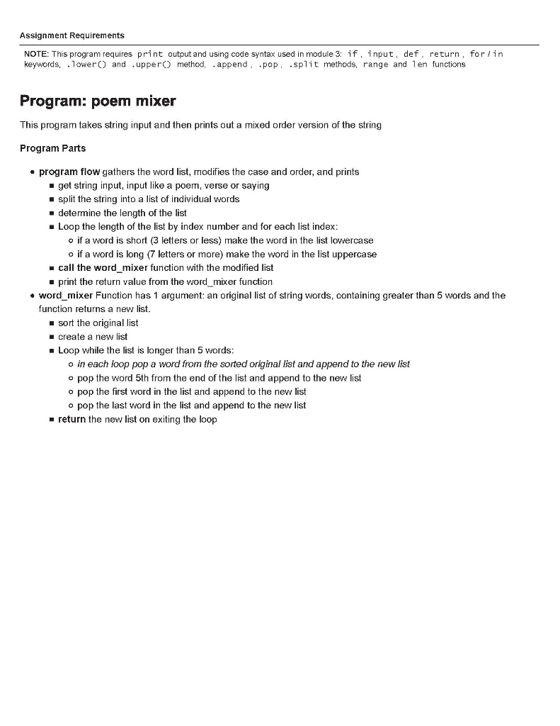 Solved Assignment Requirements For In Note This Program