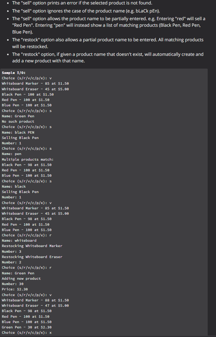A store sells a number of products. The initial stock | Chegg.com