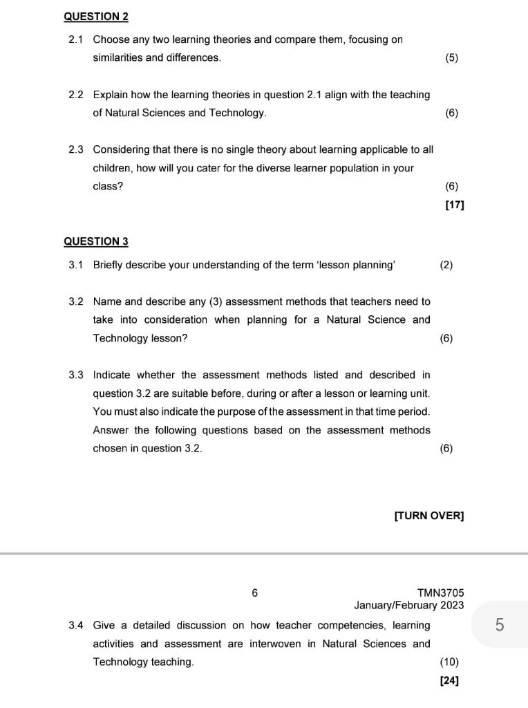 Solved QUESTION 2 2.1 Choose any two learning theories and | Chegg.com