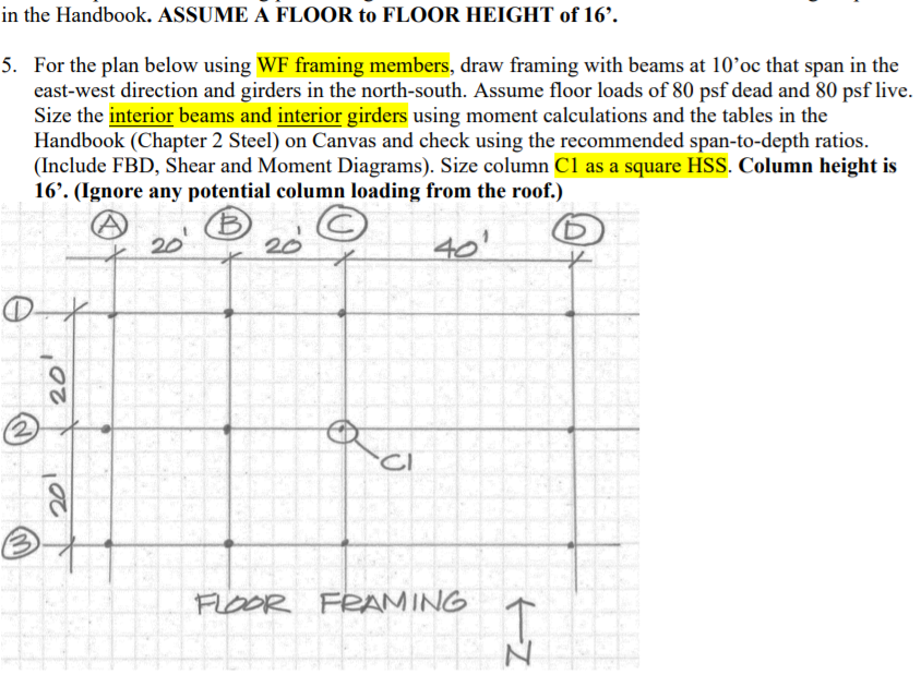 Solved in the Handbook. ASSUME A FLOOR to FLOOR HEIGHT of | Chegg.com