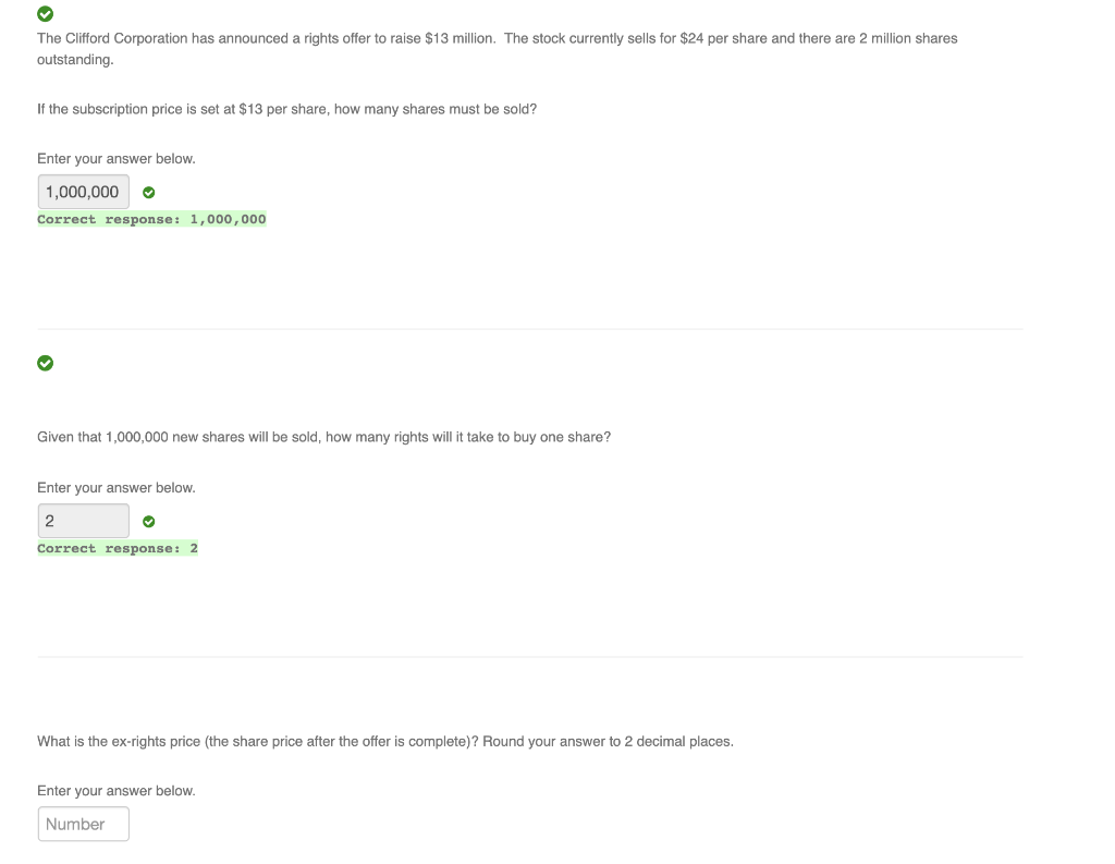 Solved What is the ex-rights price (the share price after | Chegg.com
