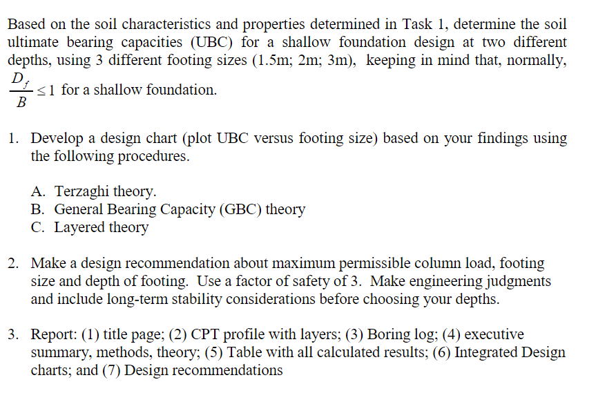 Develop a boring log by "back-analysis" based on the | Chegg.com