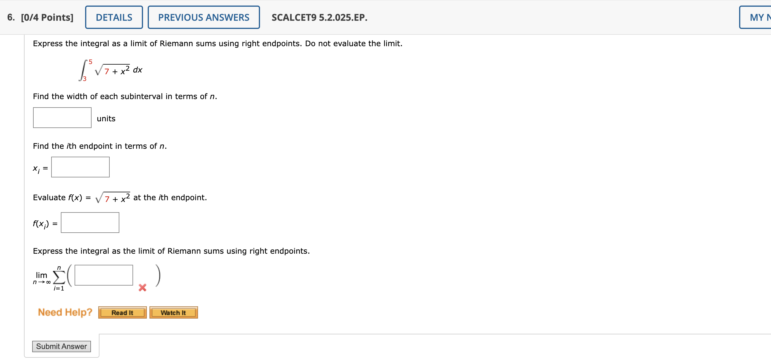 Solved Express the integral as a limit of Riemann sums using | Chegg.com