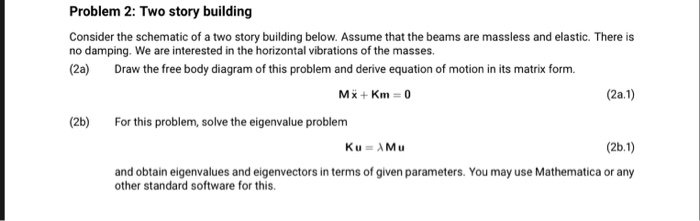Solved Problem 2: Two story building Consider the schematic | Chegg.com