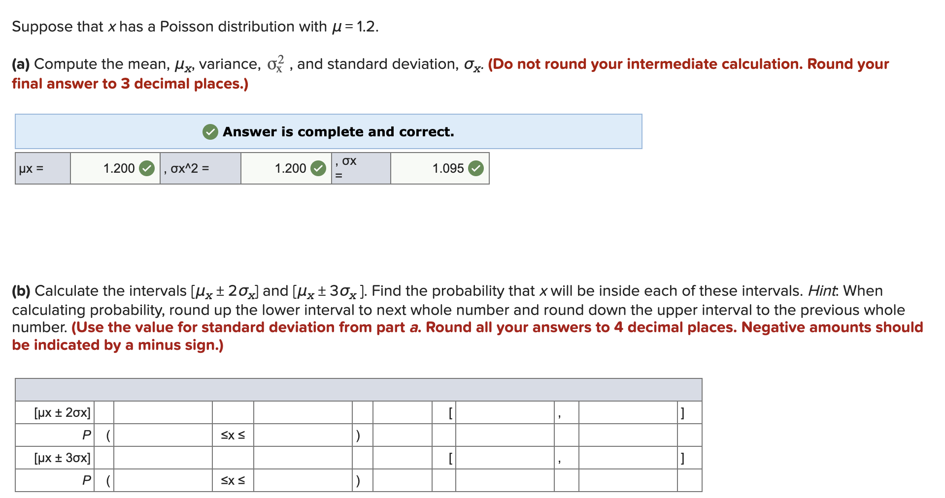Solved Suppose that x has a Poisson distribution with μ=1.2. | Chegg.com