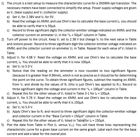 Solved Find value Vce and Ic from table and Plot the data | Chegg.com
