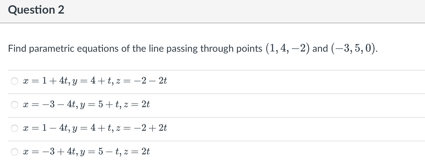 Solved Find parametric equations of the line passing through | Chegg.com
