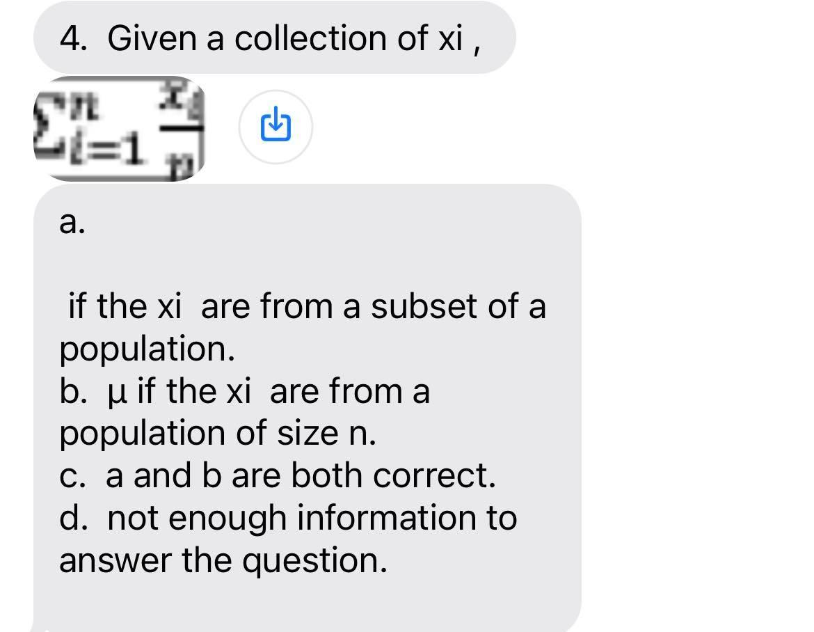 Solved 4. Given a collection of xi, ↓ a. if the xi are from | Chegg.com