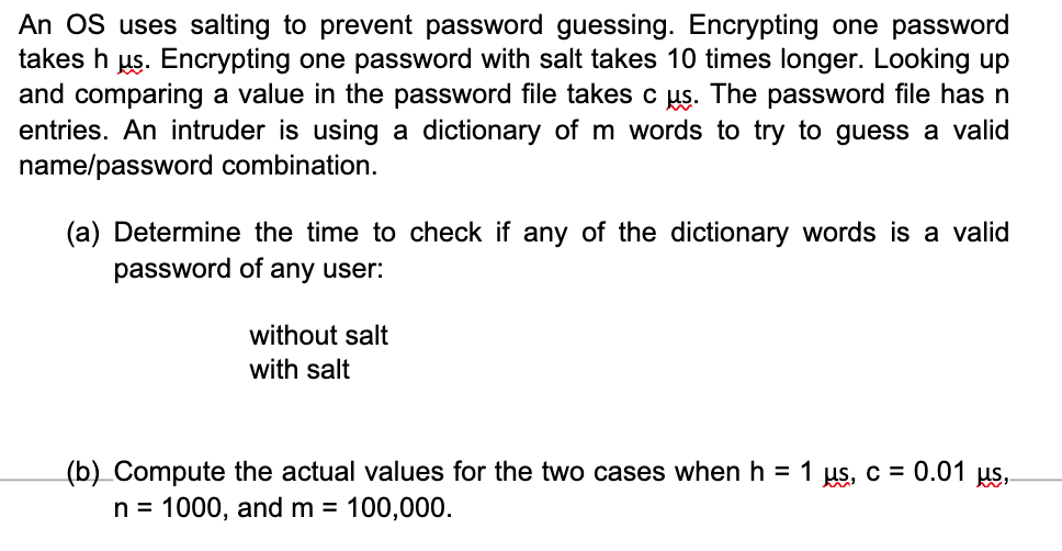 Solved IV. Salted passwords. Recall Password protection | Chegg.com