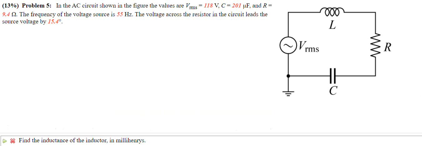 Solved (13\%) Problem 5: In the AC circuit shown in the | Chegg.com Solved (13\%) Problem 5: In the AC circuit shown in the | Chegg.com
