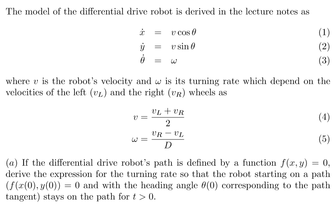 The model of the differential drive robot is derived | Chegg.com