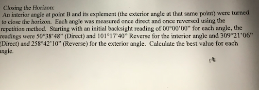 Solved Closing the Horizon: An interior angle at point B and | Chegg.com