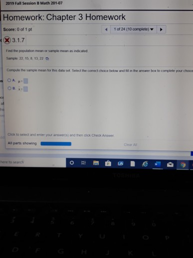 Solved 2019 Fall Session 8 Math 201-07 Homework: Chapter 3 | Chegg.com