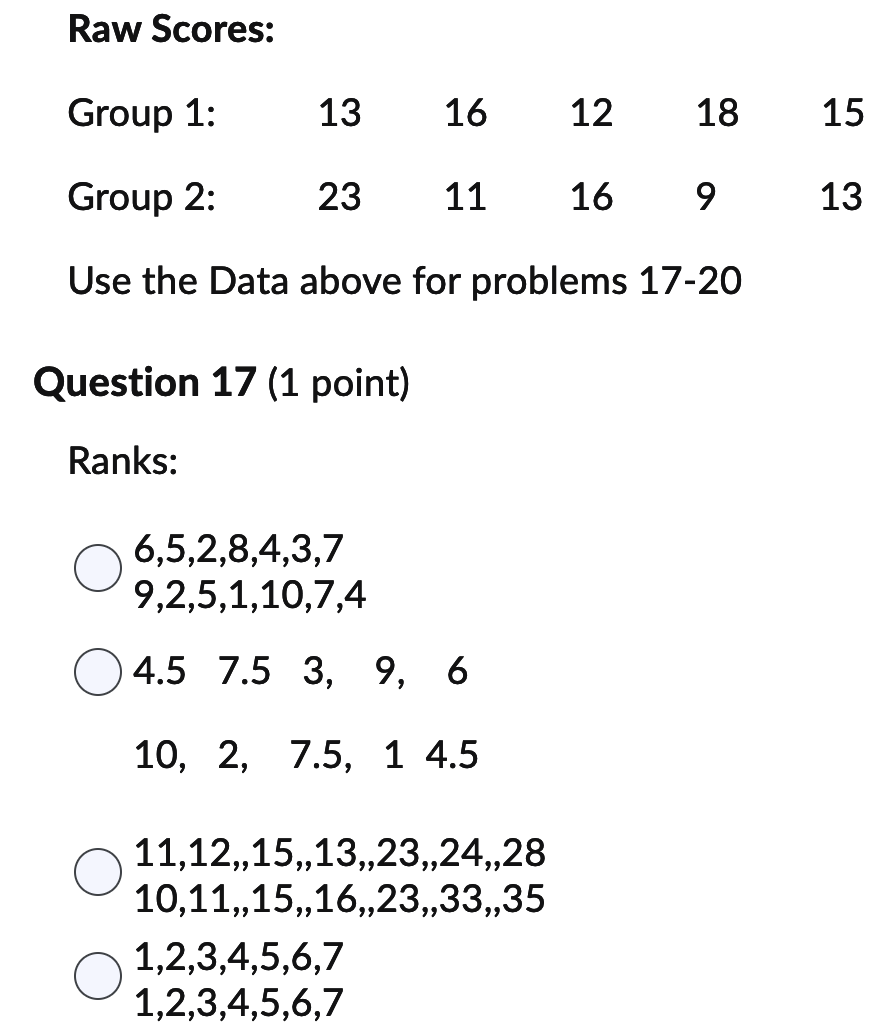 Solved Raw Scores: Group 1: 3 6 5 8 9 8 Group 2: 7 2 4 10 7 | Chegg.com
