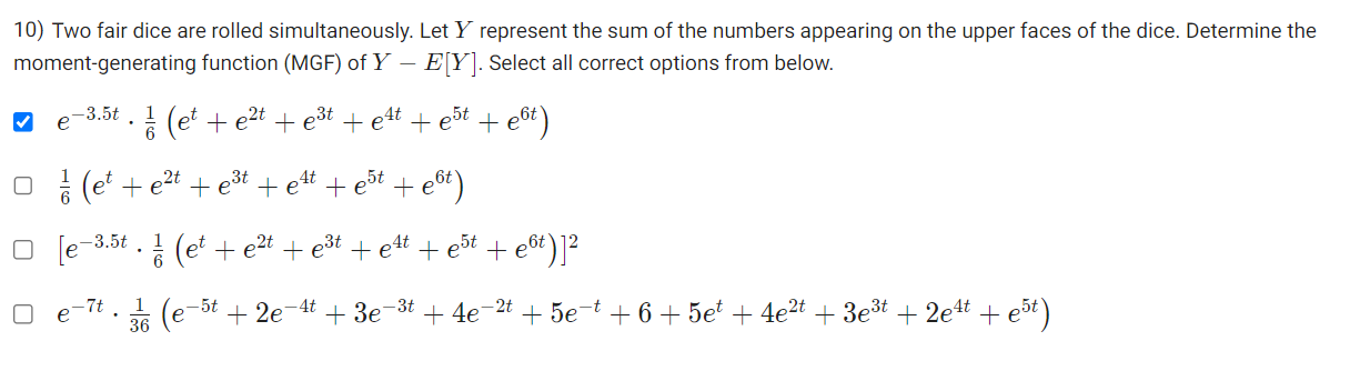 Solved Two fair dice are rolled simultaneously. Let Y | Chegg.com