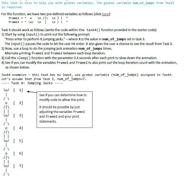 Solved This task is also to help you with global variables. | Chegg.com