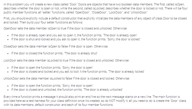 Solved In this problem you will create a new class called | Chegg.com