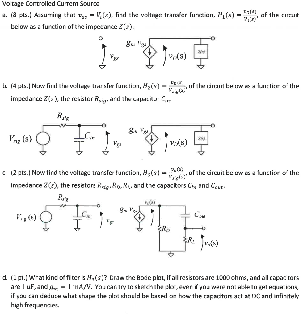 Solved Voltage Controlled Current Source a. (8 pts,) | Chegg.com