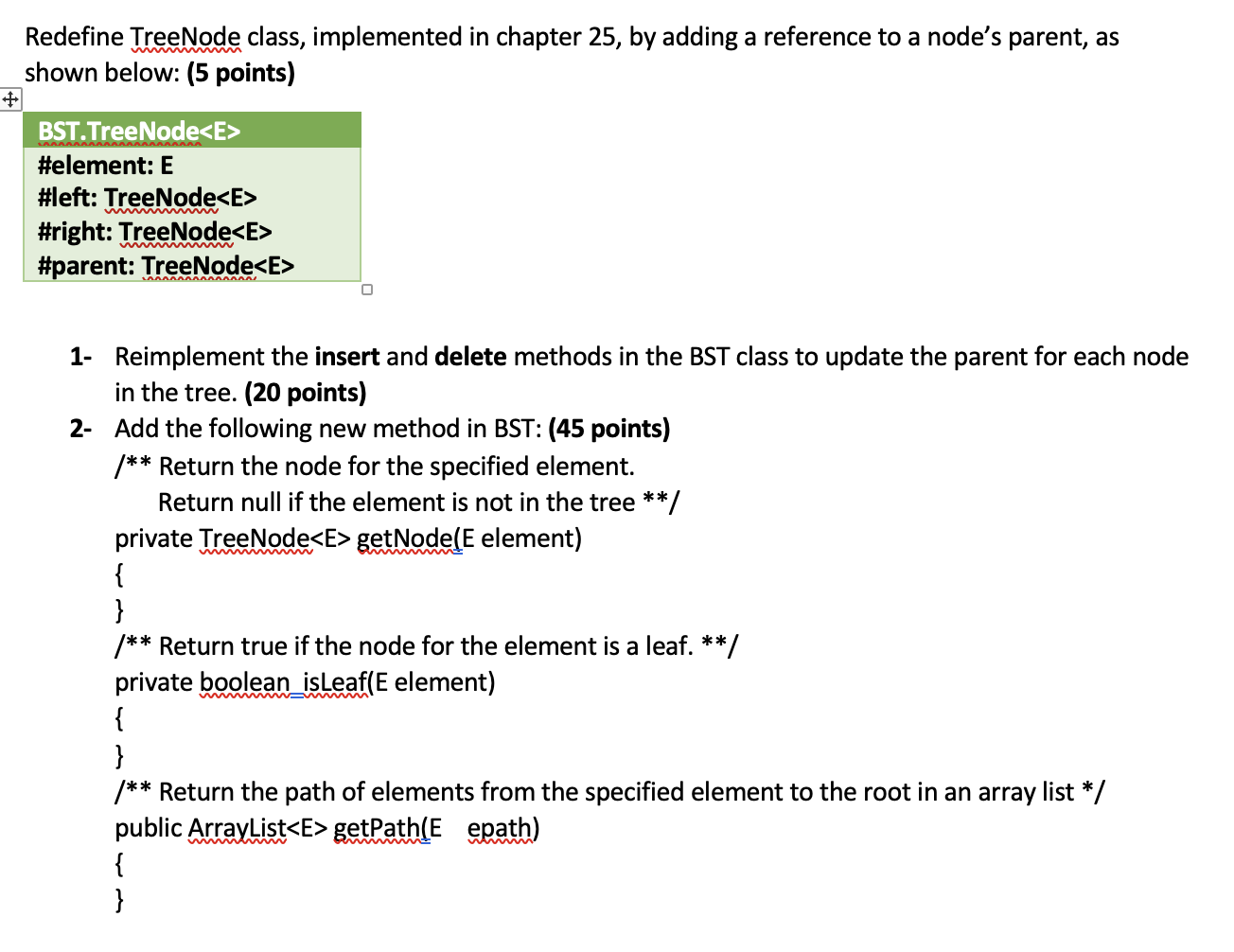 Solved Redefine TreeNode class, implemented in chapter 25, | Chegg.com