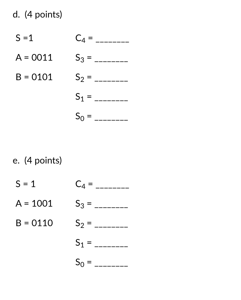 Solved Input values for the adder-subtractor circuit above | Chegg.com