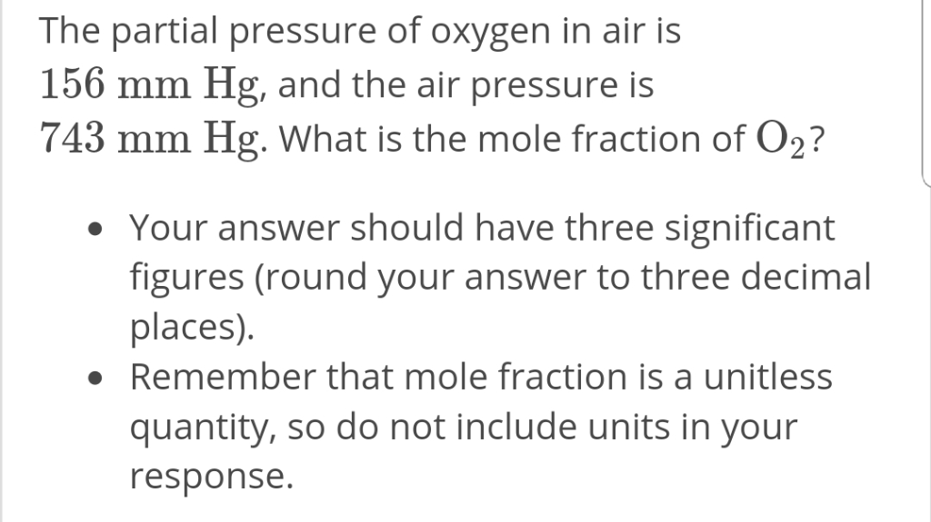 Solved The partial pressure of oxygen in air is 156 mm Hg, | Chegg.com