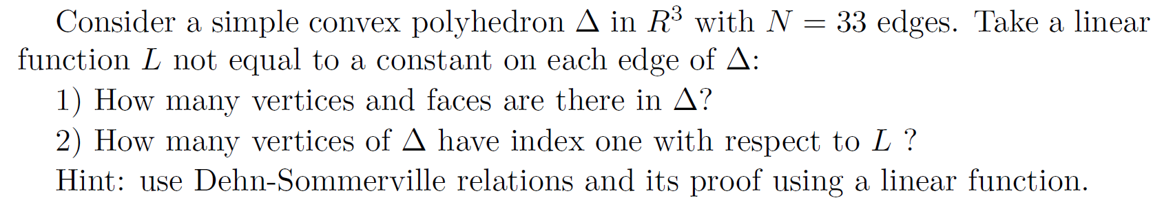 Consider a simple convex polyhedron A in R3 with N = | Chegg.com