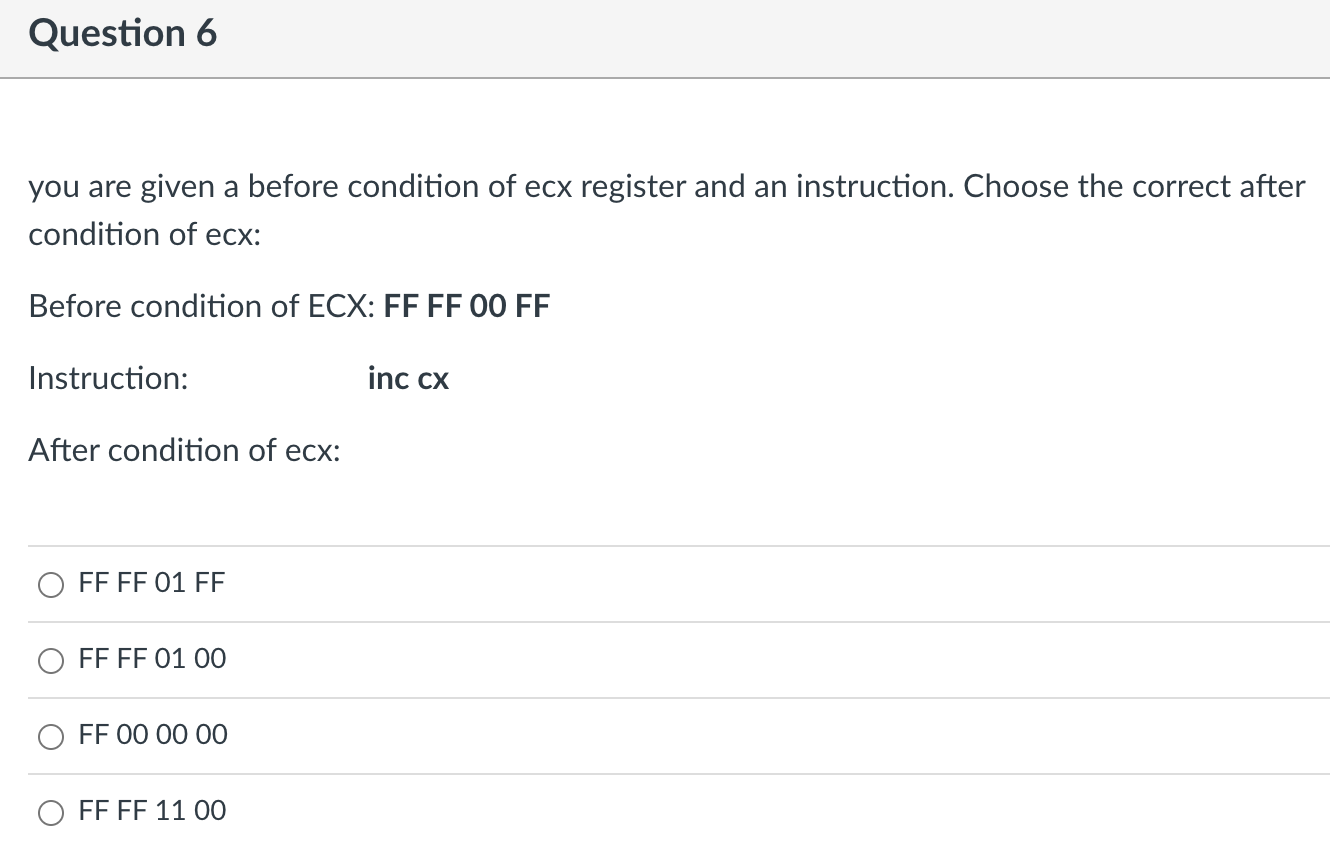 Solved You are given a before condition of ecx register and | Chegg.com