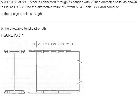 Solved A W12 * 35 of A992 steel is connected through its | Chegg.com