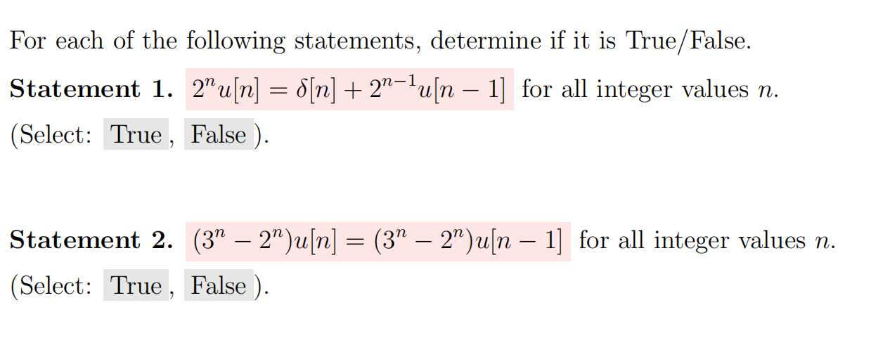 Solved For each of the following statements, determine if it | Chegg.com