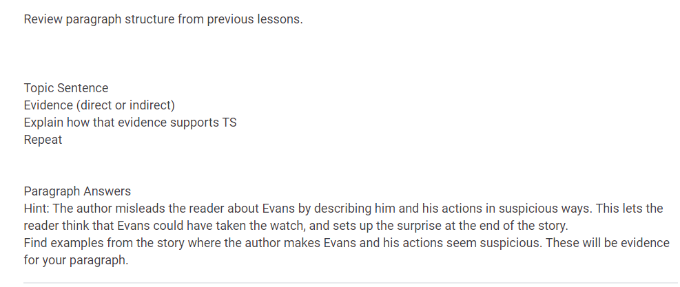 Review paragraph structure from previous lessons. | Chegg.com