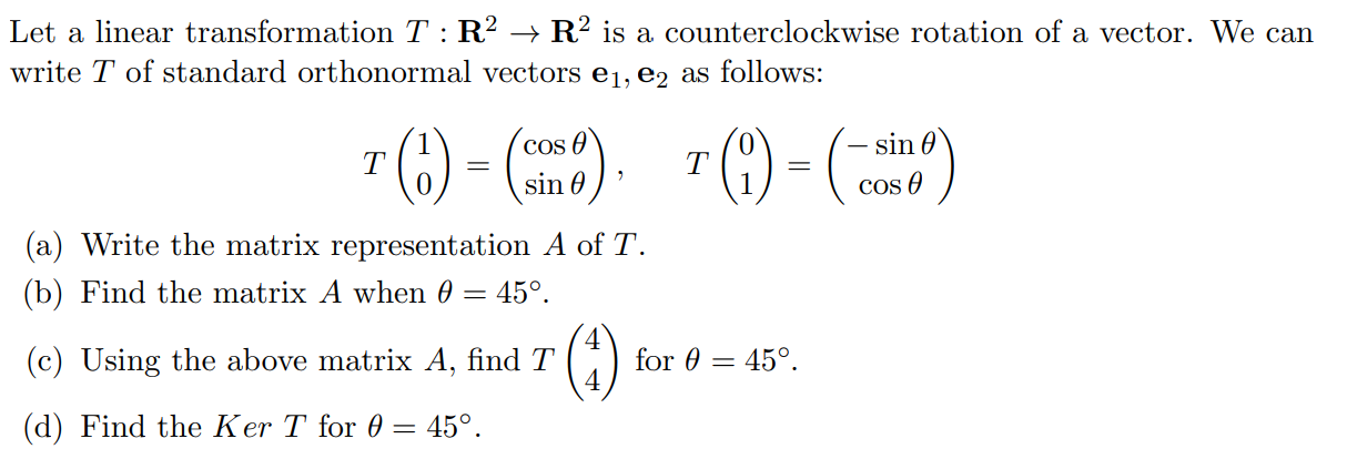 Solved Let a linear transformation T: R2 + R² is a | Chegg.com