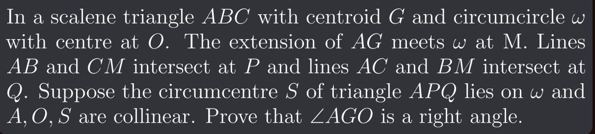 Solved In a scalene triangle ABC with centroid G and | Chegg.com