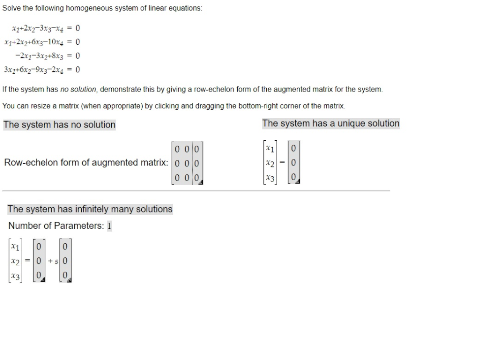 Solved Solve the following homogeneous system of linear | Chegg.com