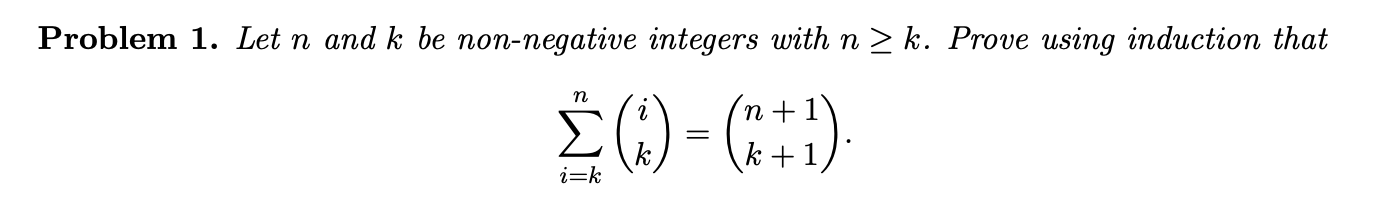 Solved Problem 1. Let n and k be non-negative integers with | Chegg.com