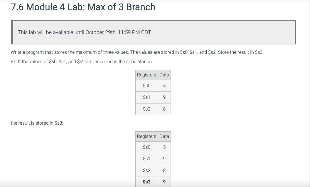 Solved 7.6 Module 4 Lab: Max of 3 Branch This lab will be | Chegg.com