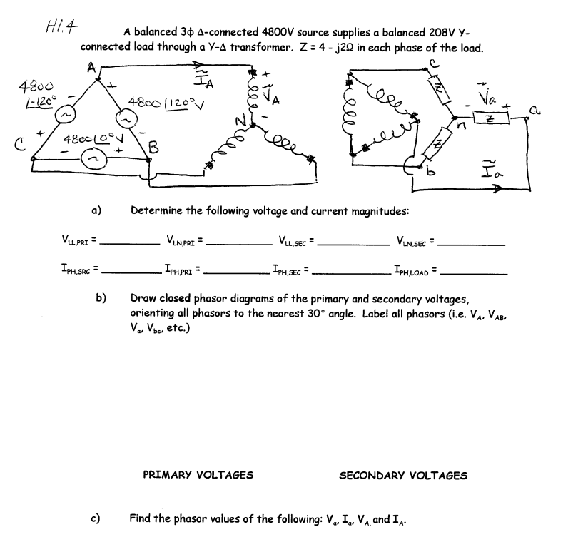 Solved A balanced three-phase delta-connected 4800V source | Chegg.com