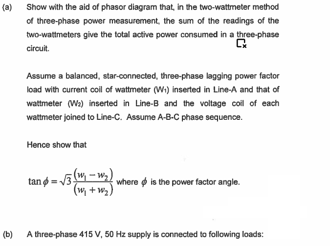 Solved W1 W2 tanφ=32(w1-w2)(w1+w2) ﻿where φ is ﻿the power | Chegg.com