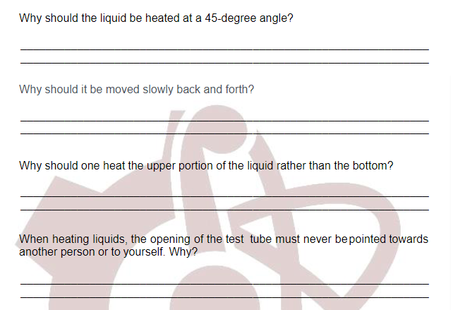 Solved 4. Heating liquids in test tubes a. Partially fill a | Chegg.com