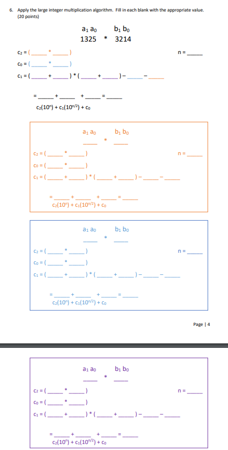 Solved 6. Apply the large integer multiplication algorithm. | Chegg.com