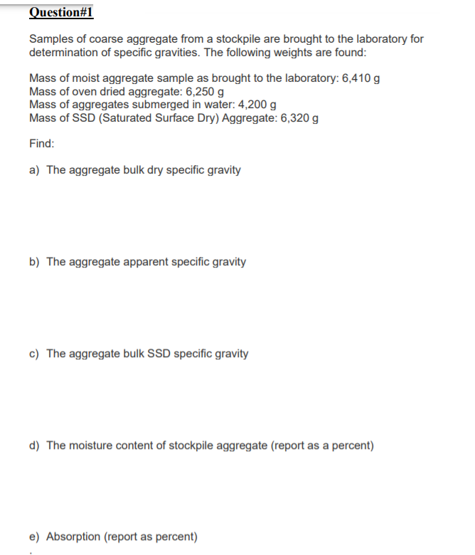 Solved Question#1 Samples of coarse aggregate from a | Chegg.com