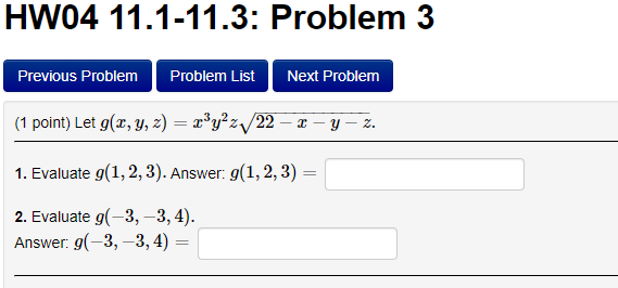 Solved HW04 11.1-11.3: Problem 3 Previous Problem Problem | Chegg.com