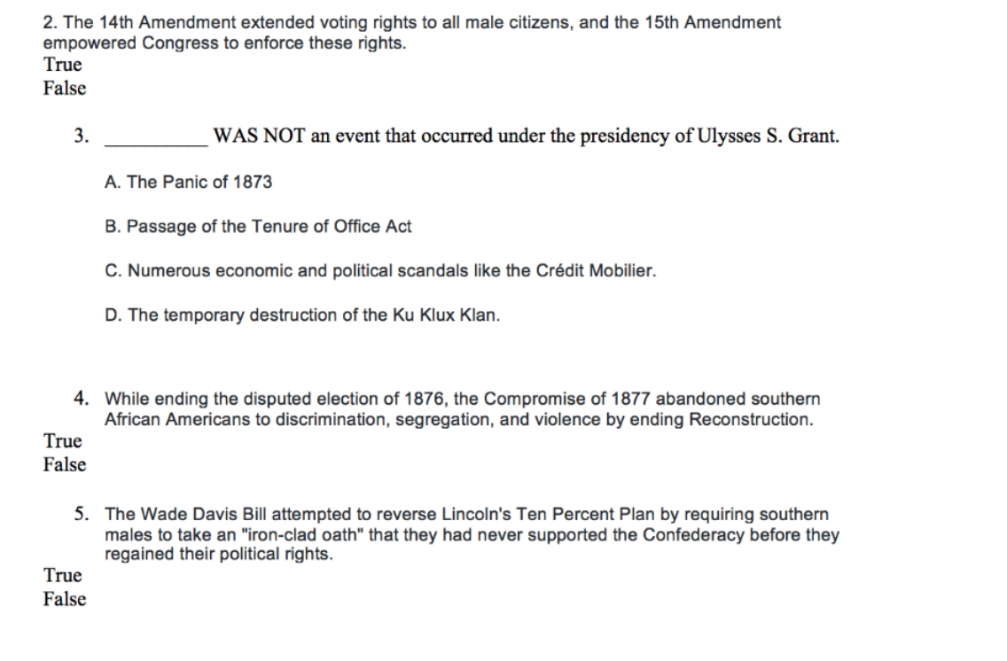 Solved 2. The 14th Amendment extended voting rights to all | Chegg.com